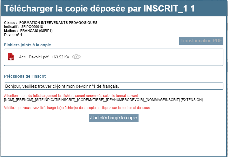 Utiliser CEL pour télécharger les copies des apprenants et déposer les ...